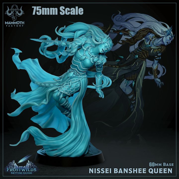 3D Printable Nissei Banshee Queen, 75mm display model by Mammoth Factory